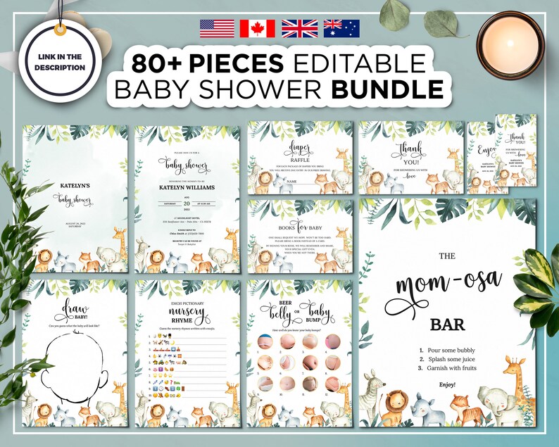 Editable Safari Baby Shower Signs Printable Wild One Table | Etsy