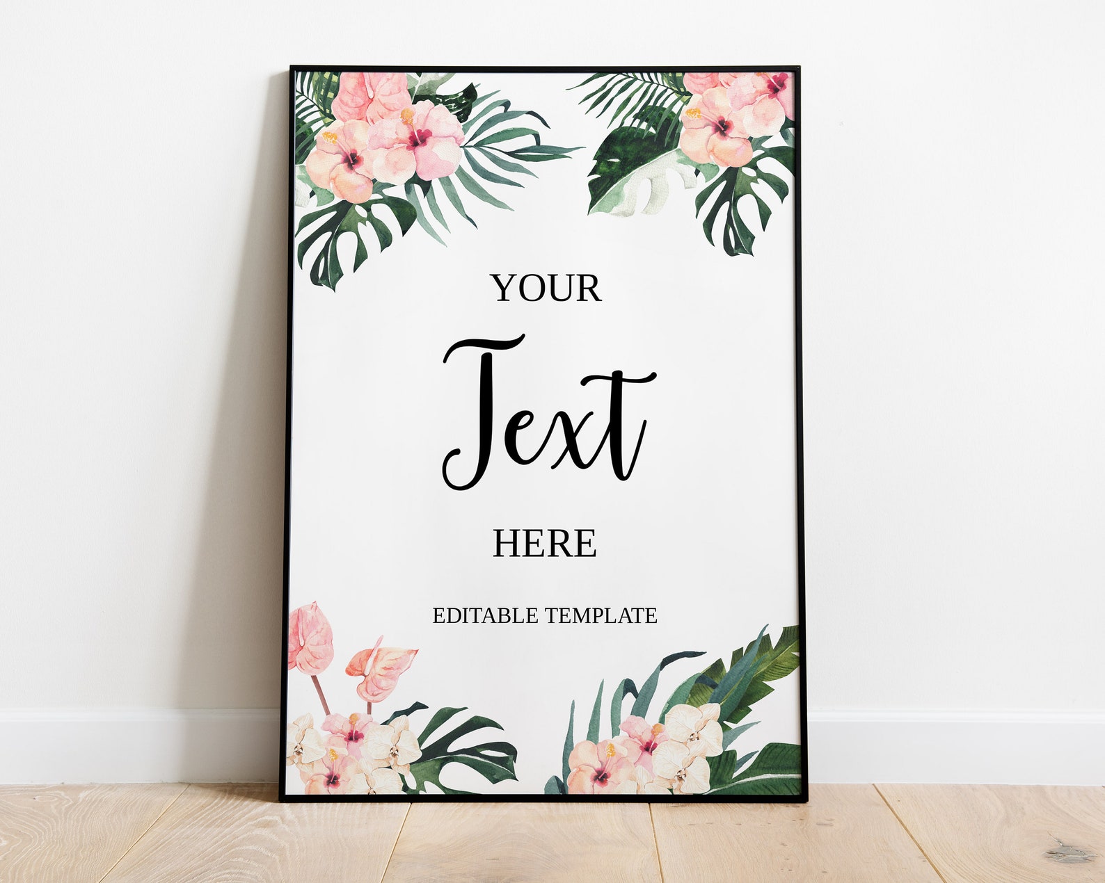 Editable Tropical Table Sign Hawaiian Tropical Bridal | Etsy