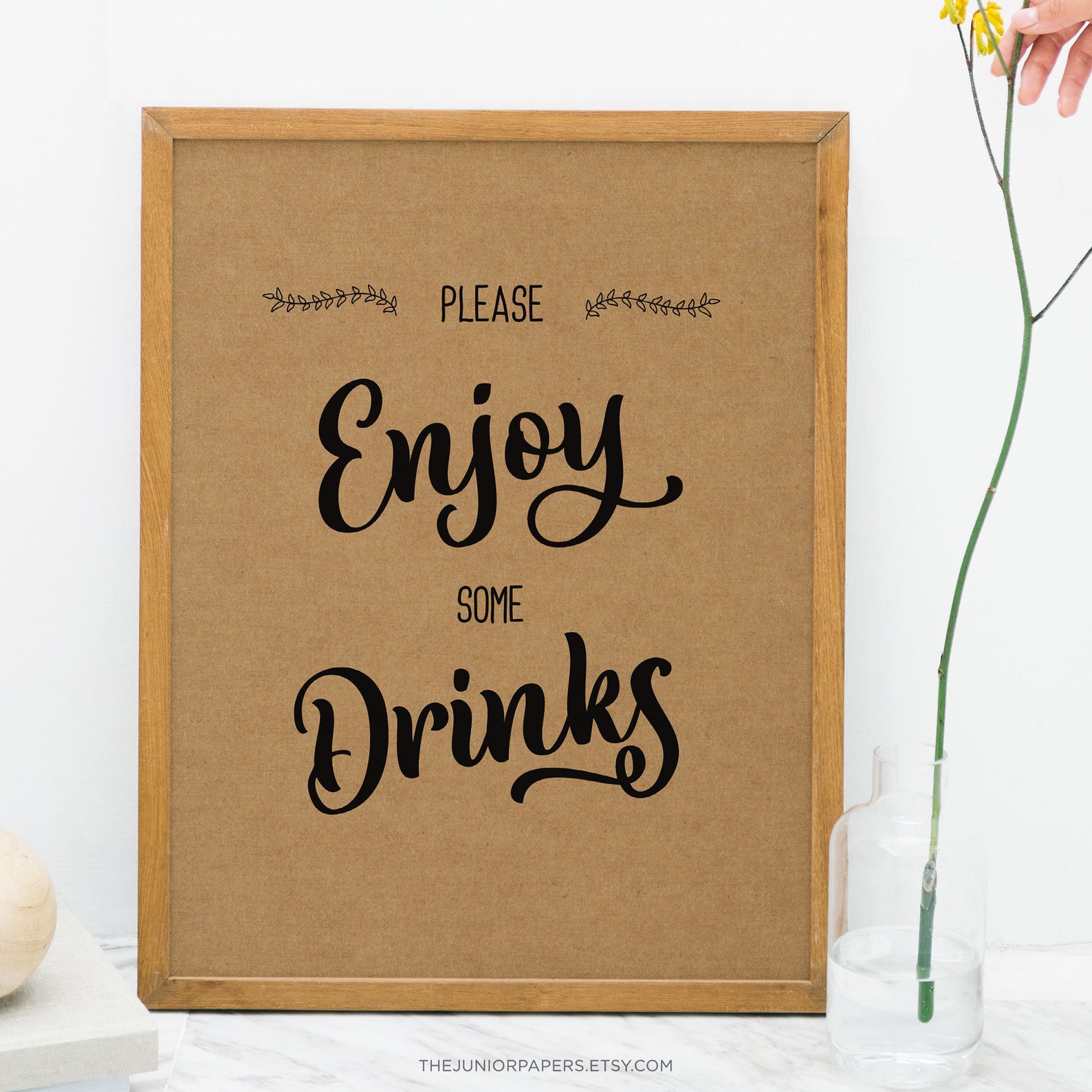 Enjoy Some Drinks Baby Shower Sign Rustic Kraft Printable | Etsy