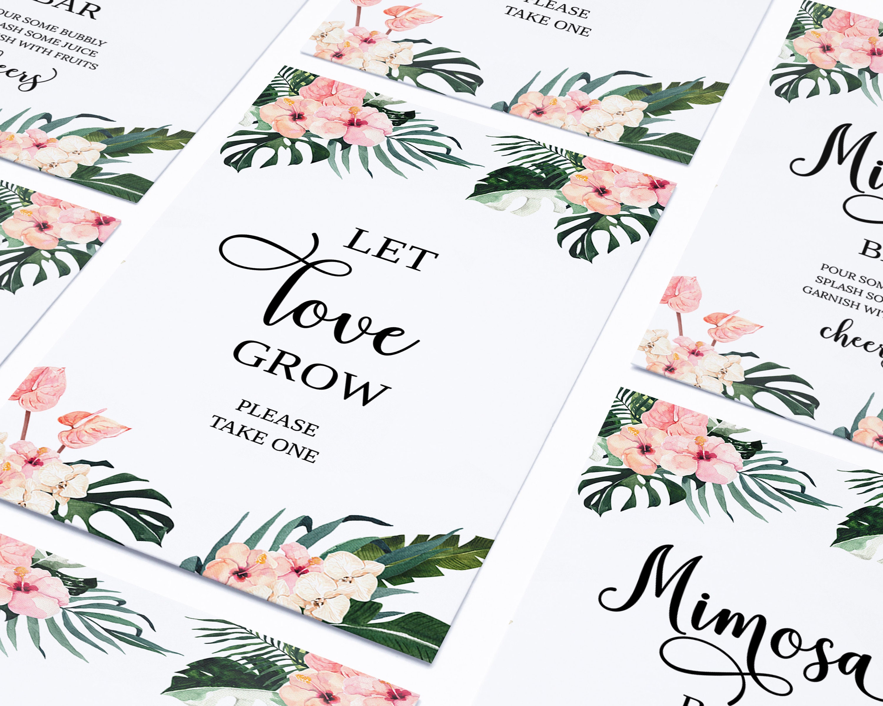 Editable Tropical Table Sign Hawaiian Tropical Bridal | Etsy