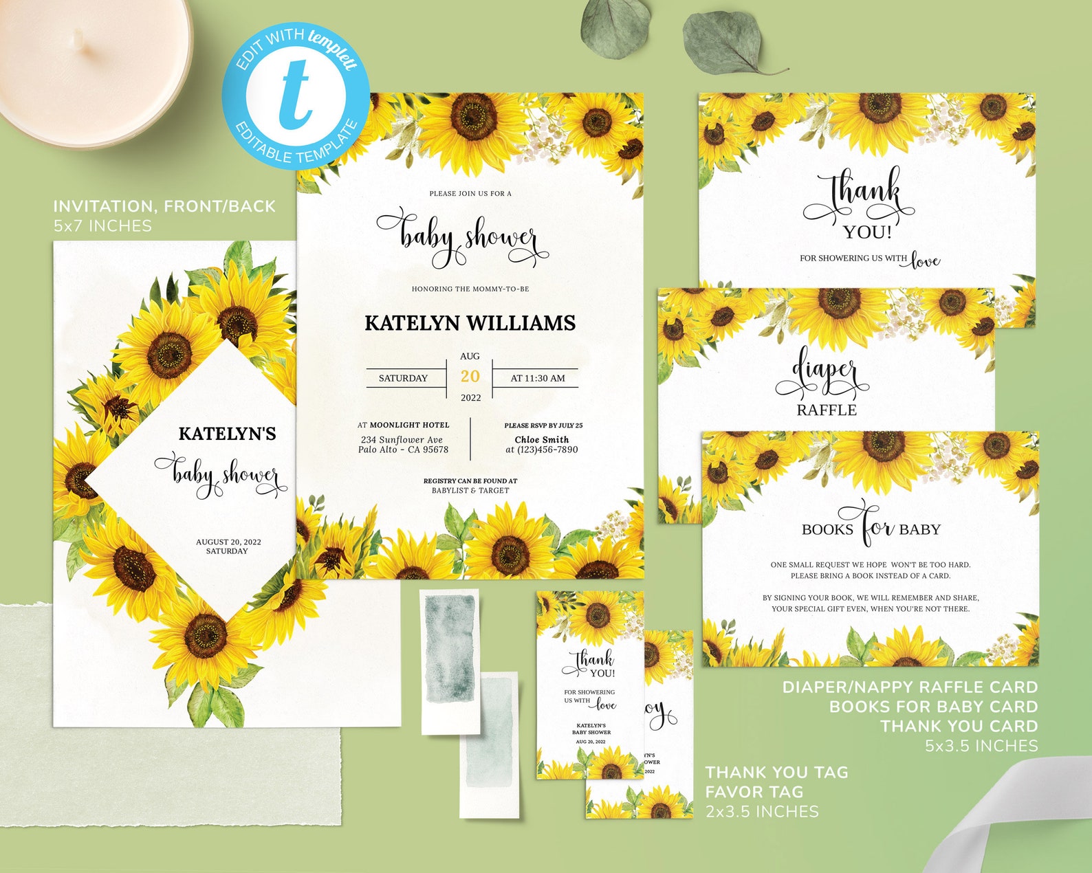Editable Sunflower Baby Shower Invitation Printable Summer - Etsy