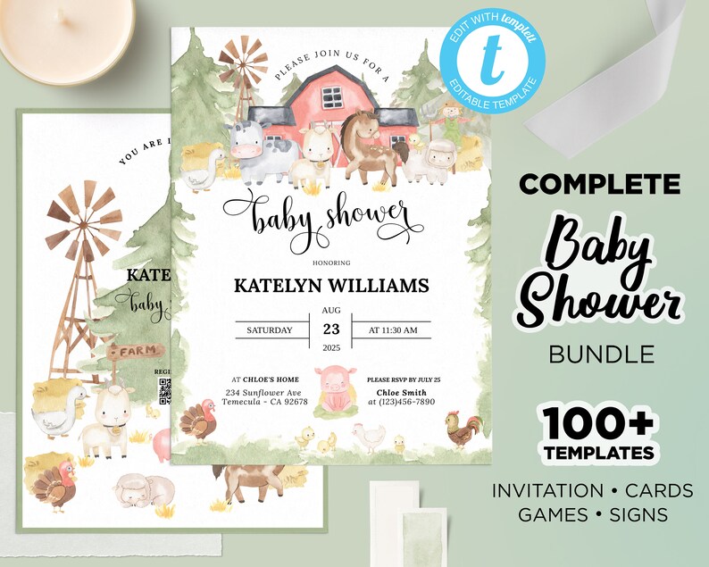 Farm Animals Baby Shower Barn Animals Baby Shower Games Farm - Etsy