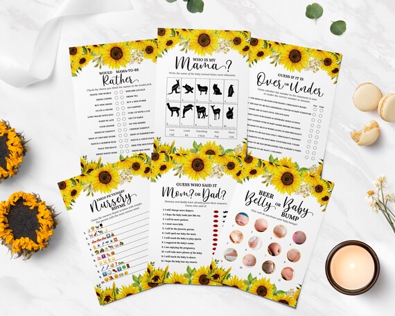 45 Sunflower Baby Shower Games Sunflower Baby Shower Gender - Etsy