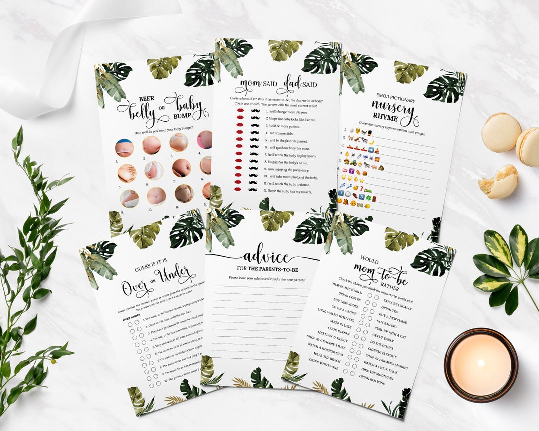 15 Editable Tropical Baby Shower Games, Tropical 2, Hawaiian Theme ...