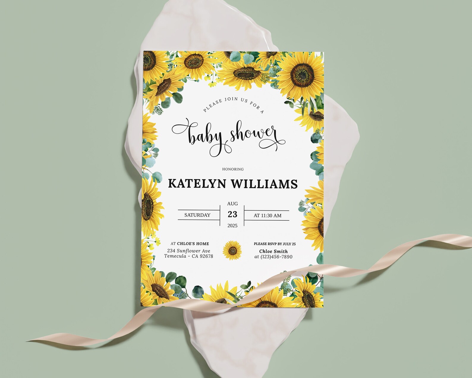 Sunflower Baby Shower Invitation Sun Flower Baby Shower - Etsy