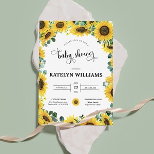 Sunflower Baby Shower Invitation, Sun Flower Baby Shower, Sunflower ...