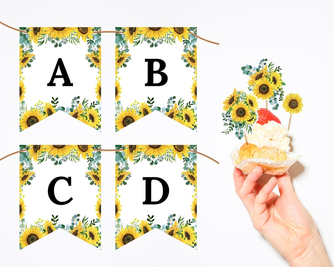 Sunflower Shower Decor, Sunflower Party Banner, Sunflower Cake Toppers ...