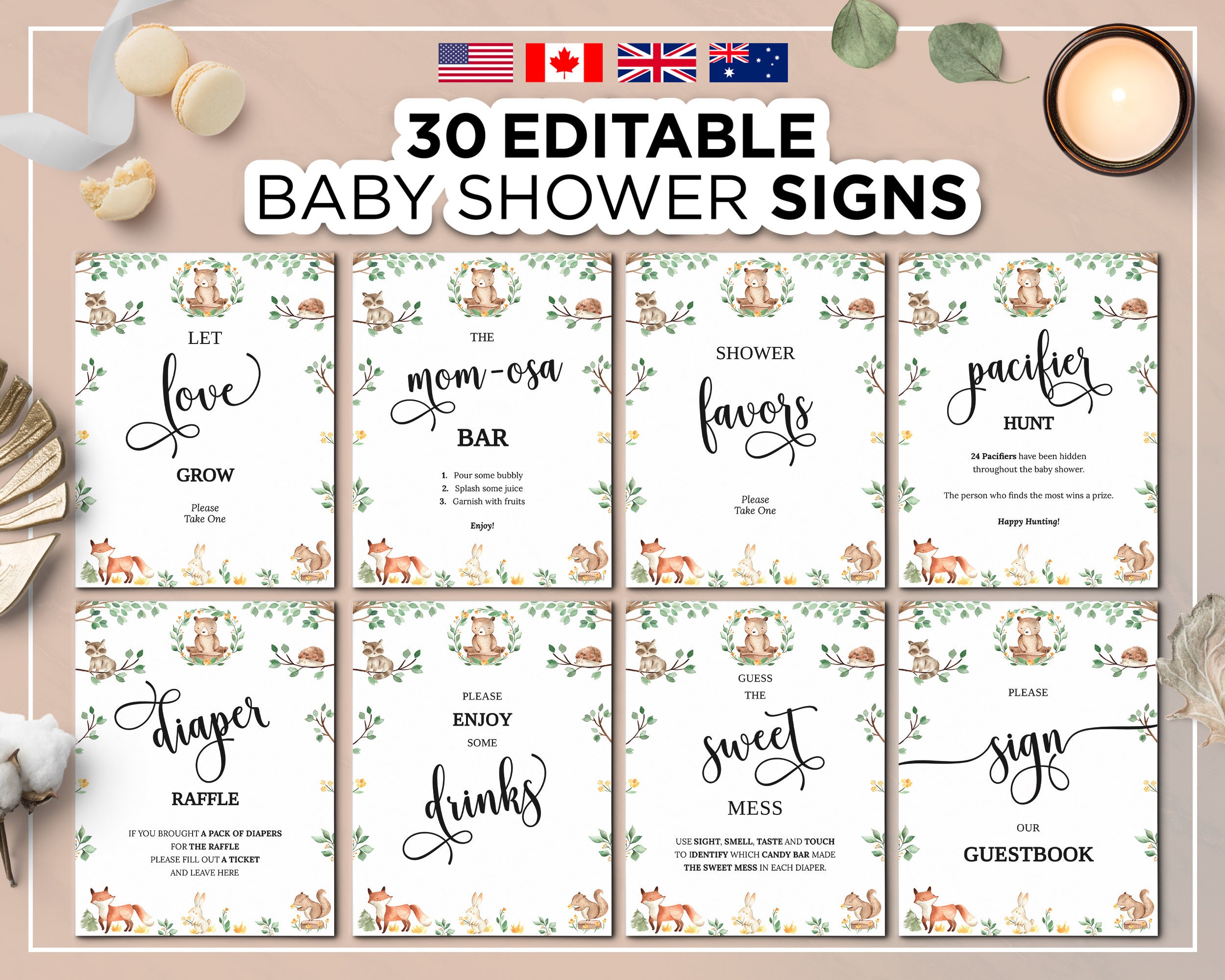 30 Editable Baby Shower Signs Baby Shower Table Sign | Etsy