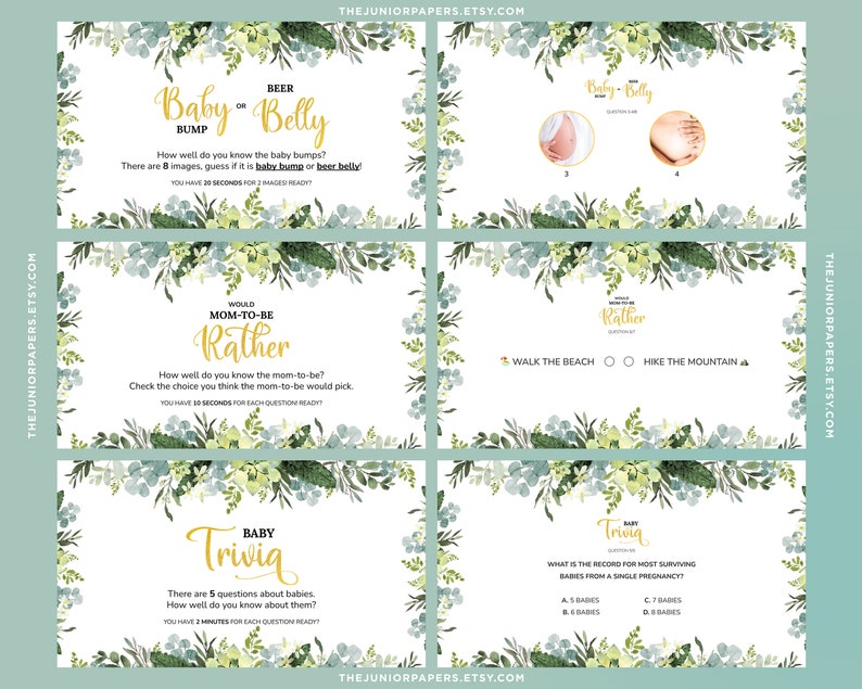 Foliage Virtual Baby Shower Games, Emoji Quiz (powerpoint) - Etsy