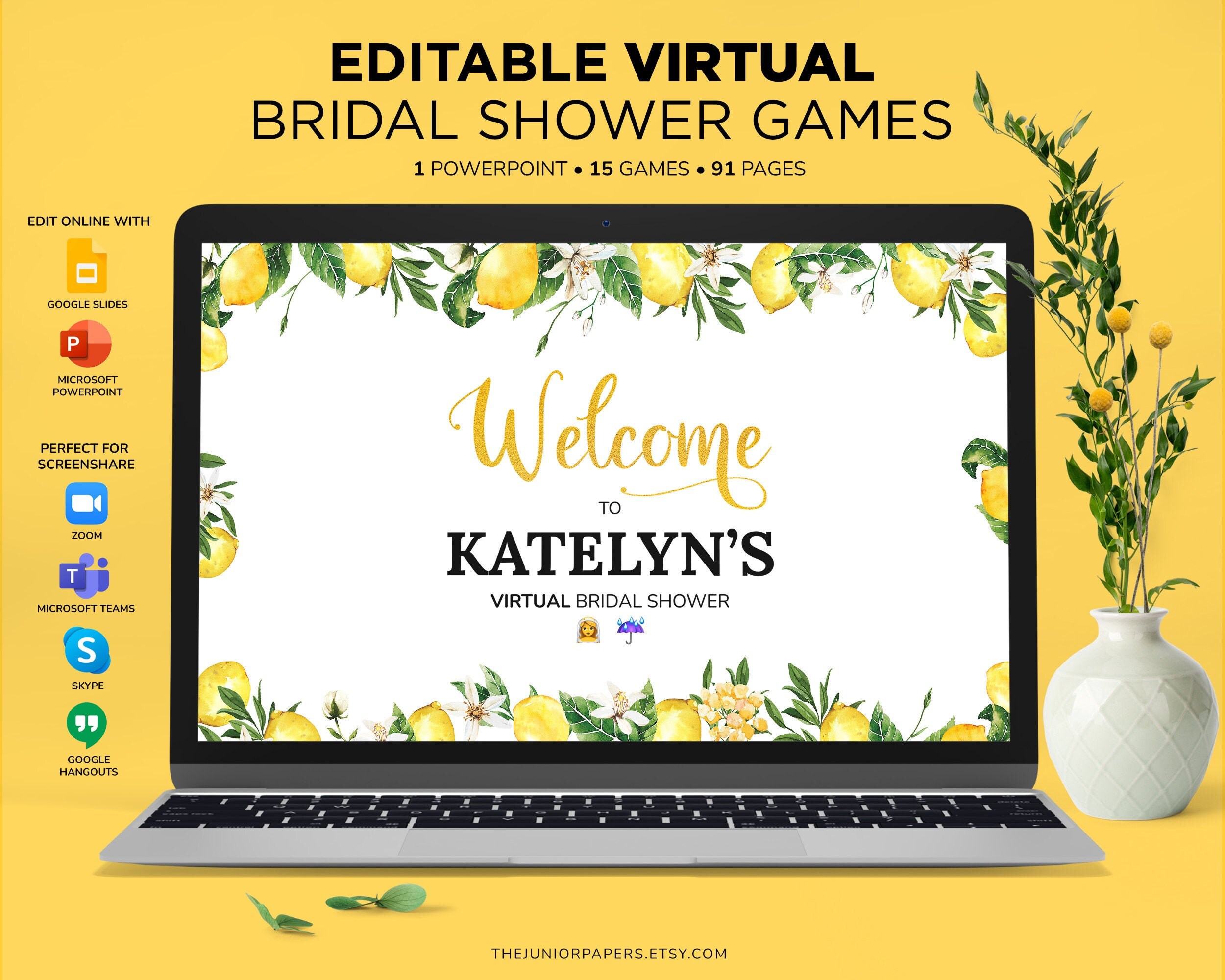 Virtual Bridal Shower Games Editable Powerpoint Bridal Shower | Etsy