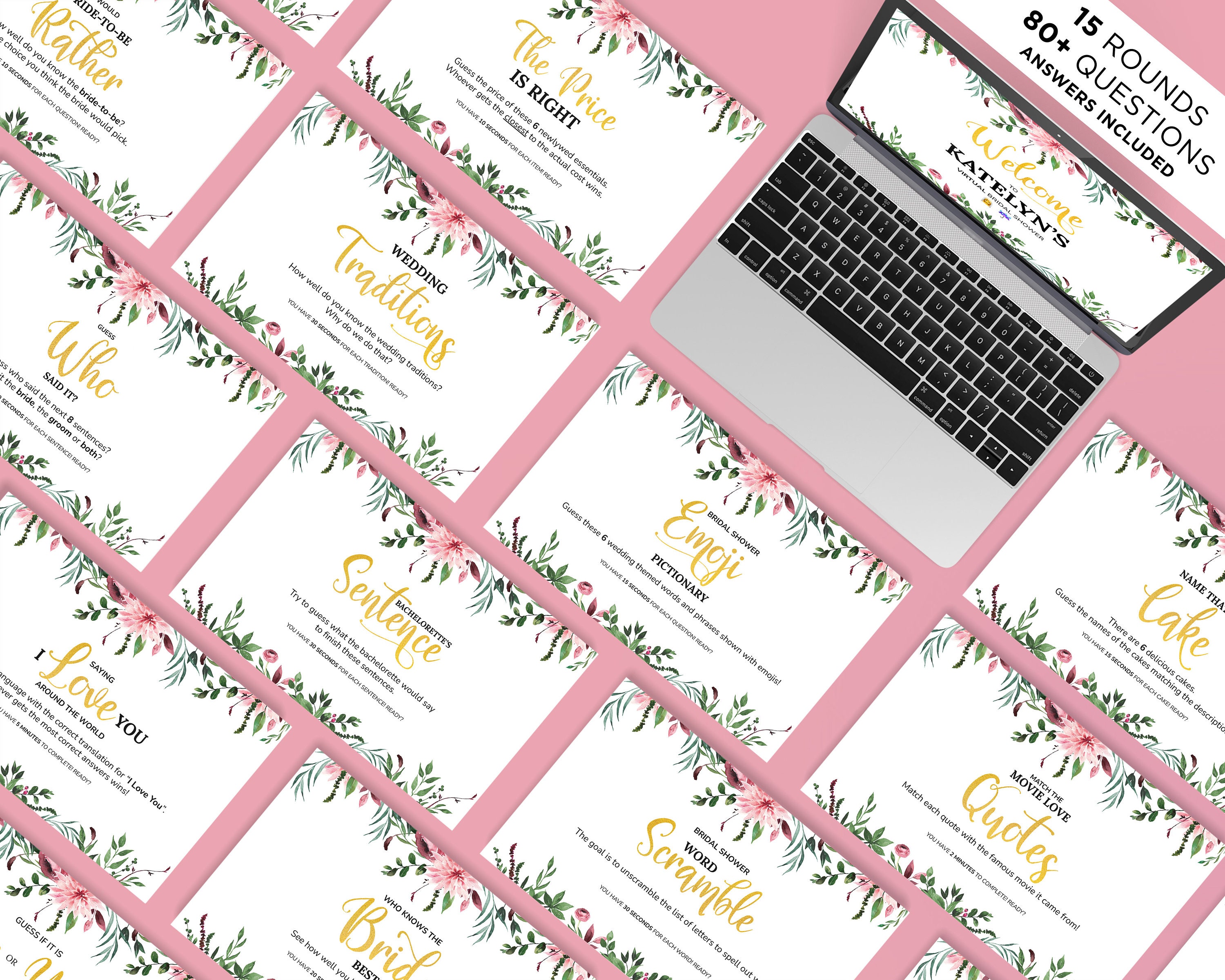 Blush Virtual Bridal Shower Games Editable Powerpoint Bridal - Etsy