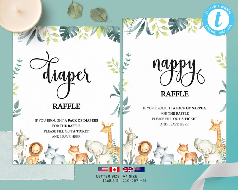 Editable Safari Baby Shower Signs Printable Wild One Table | Etsy