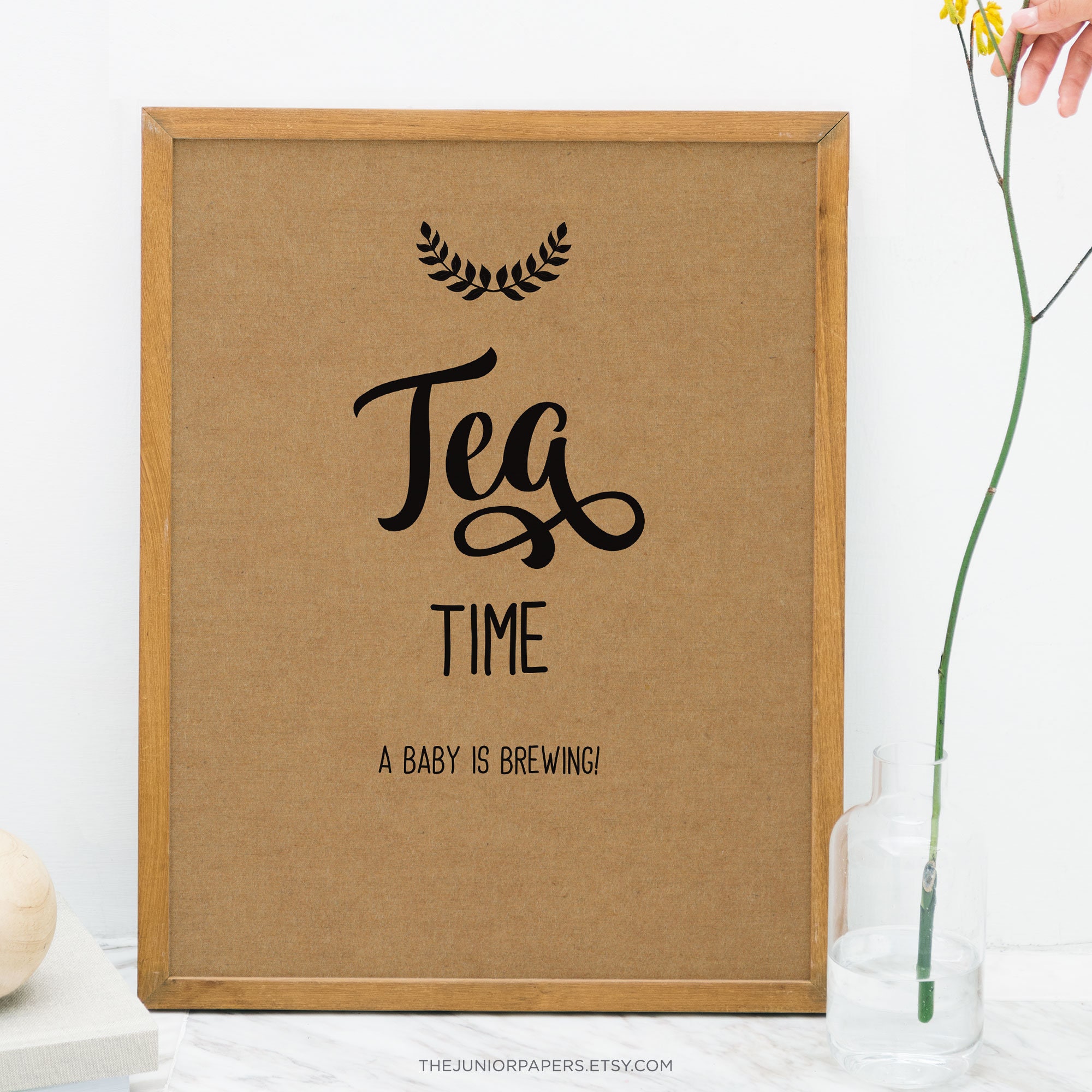 Tea Time Baby Shower Sign Rustic Kraft Printable Table Top | Etsy