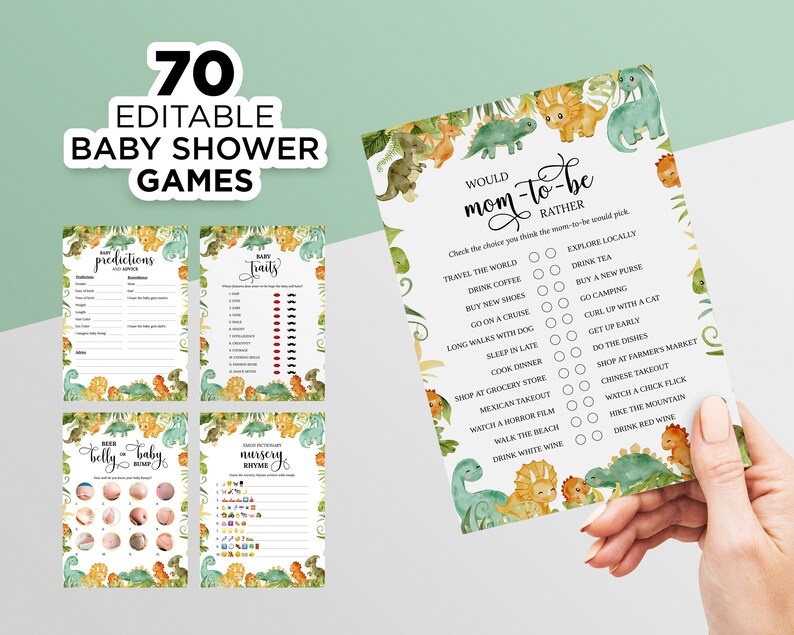 Dinosaur Baby Shower Games Baby Dinosaur Shower Game Bundle - Etsy