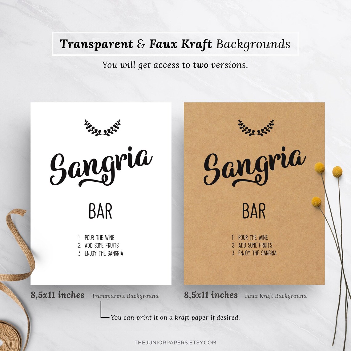 Sangria Bar Baby Shower Sign Rustic Kraft Printable Table - Etsy