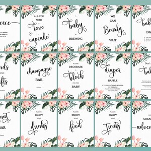 Editable Tropical Baby Shower Signs, Printable Shower Table Sign Bundle ...