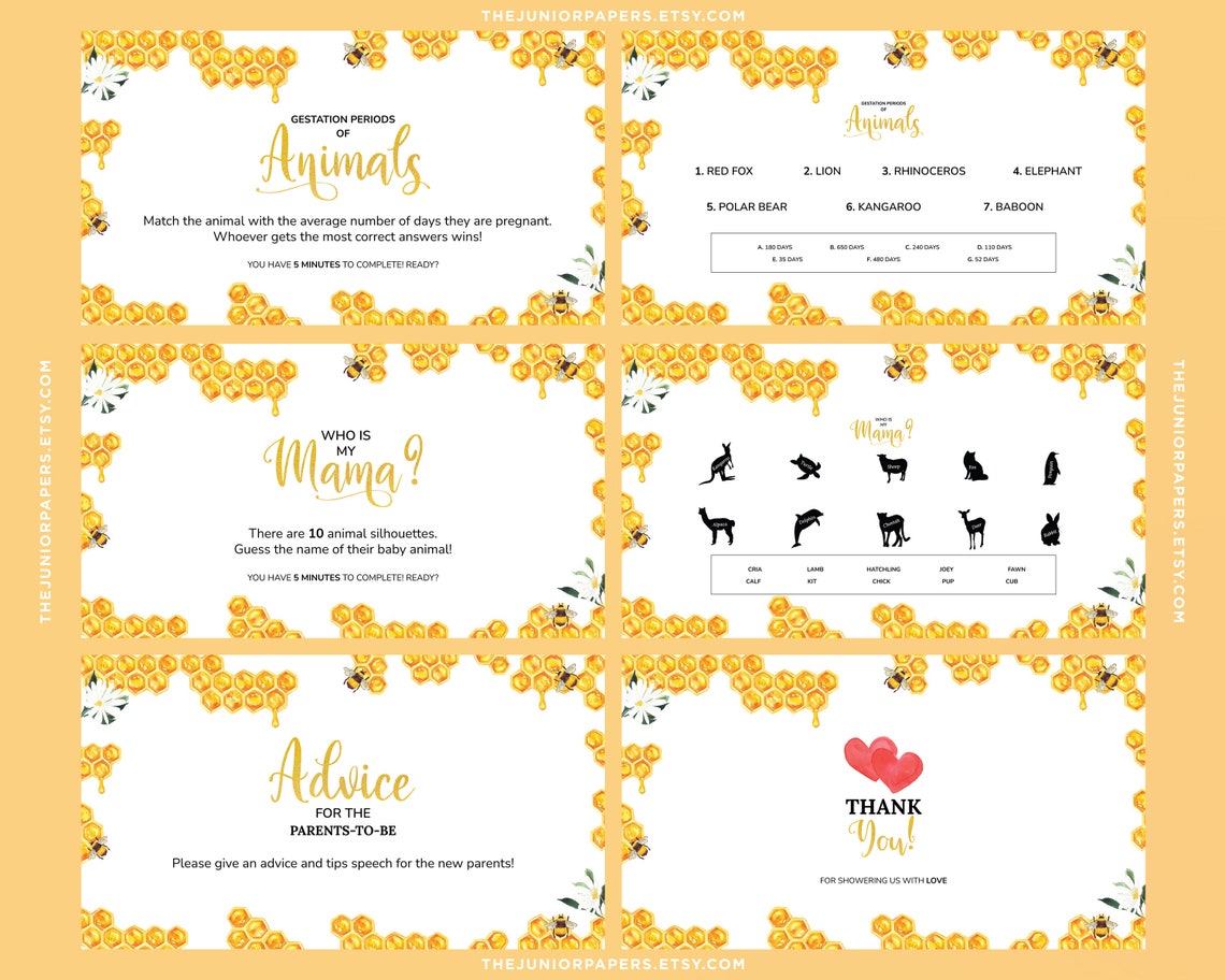 Honey Bee Editable Virtual Baby Shower Games Powerpoint Baby - Etsy