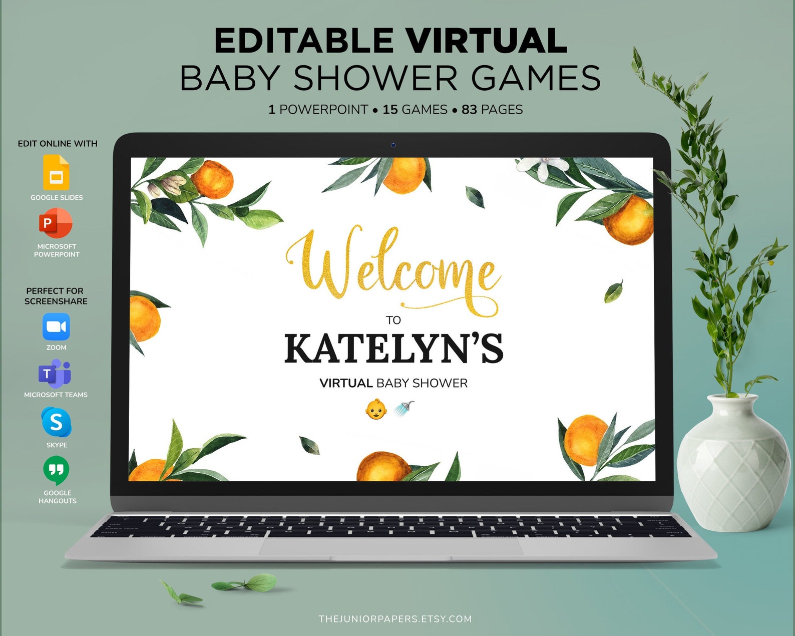 Editable Virtual Baby Shower Games Powerpoint Baby Shower | Etsy