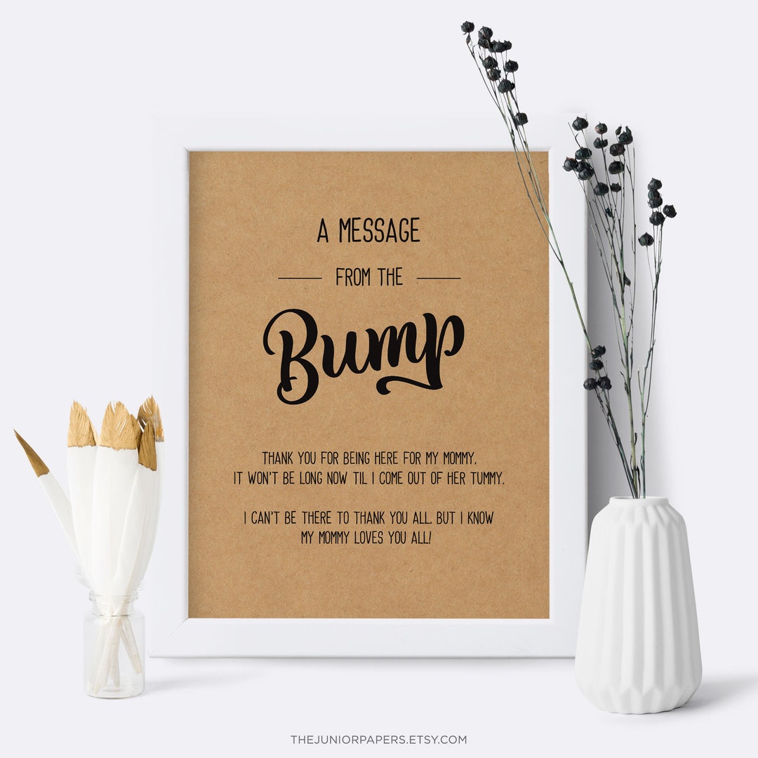 Message From the Bump, Baby Shower Sign, Rustic, Kraft, Printable Table ...