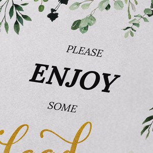Enjoy Some Food, Baby Shower Sign, Greenery, Gold, Girl, Boy, Gender ...