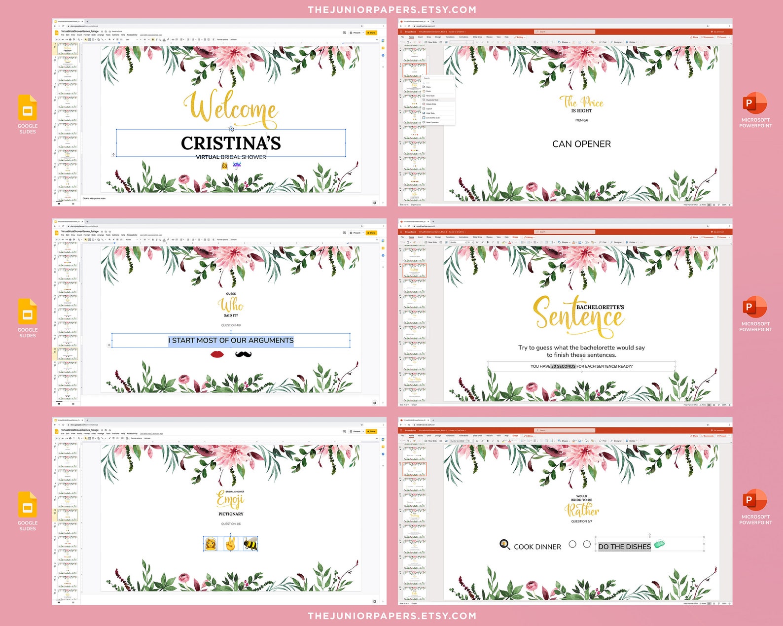 Blush Virtual Bridal Shower Games, Editable Powerpoint Bridal Shower ...