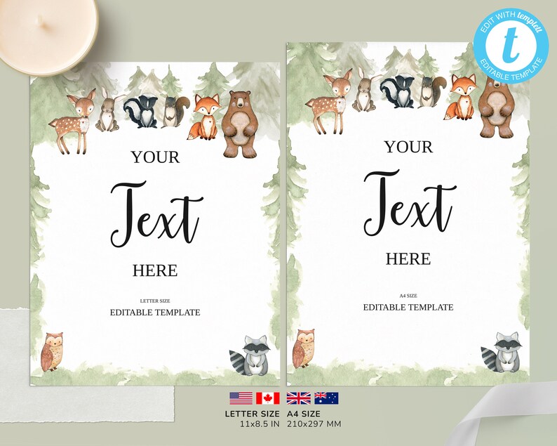 Woodland Baby Shower Sign Forest Animals Baby Shower Decor - Etsy