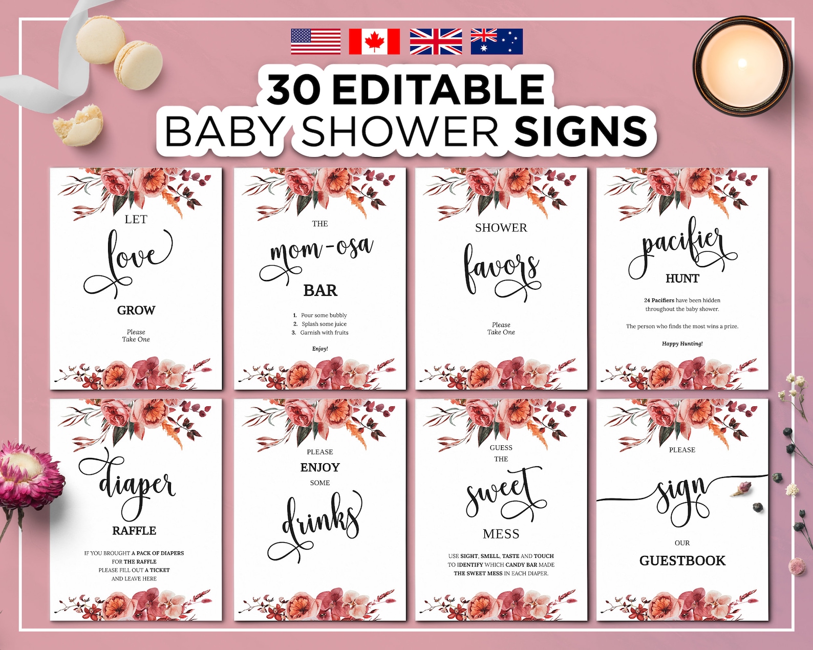 30 Editable Baby Shower Signs Baby Shower Table Sign Baby | Etsy