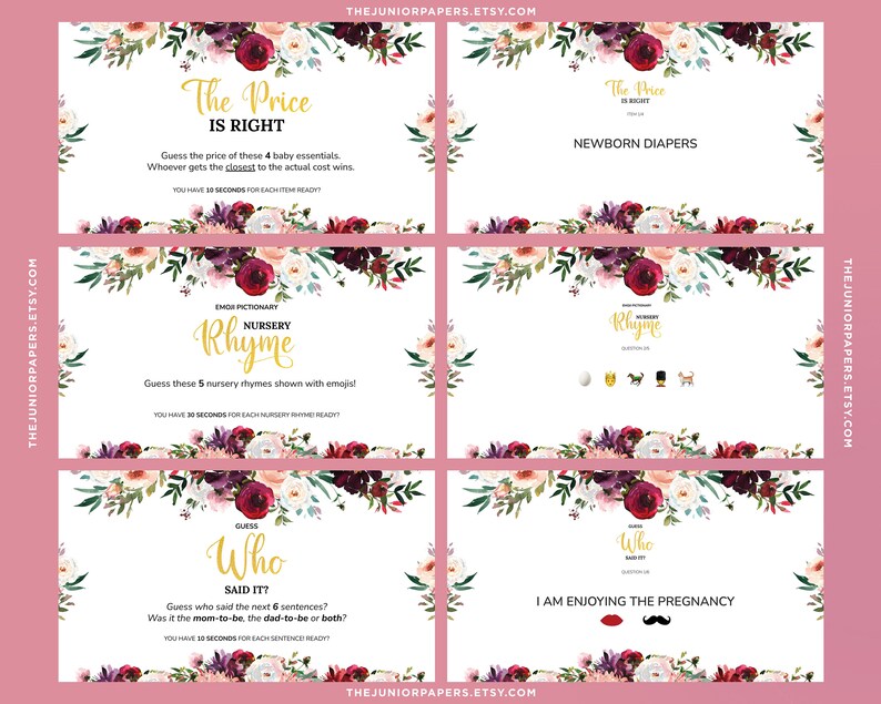 Editable Virtual Baby Shower Games Powerpoint Baby Shower | Etsy