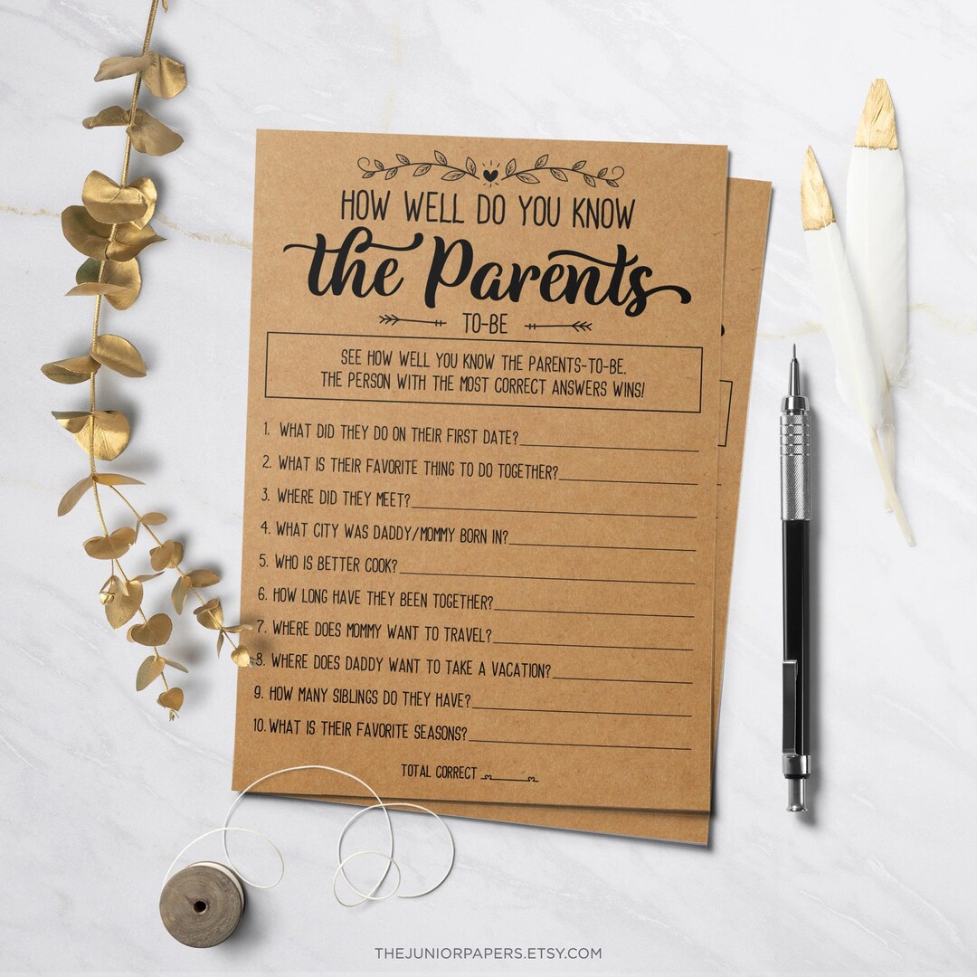 The Parents-to-be, Baby Shower Games, Kraft, Rustic Baby Shower Theme ...