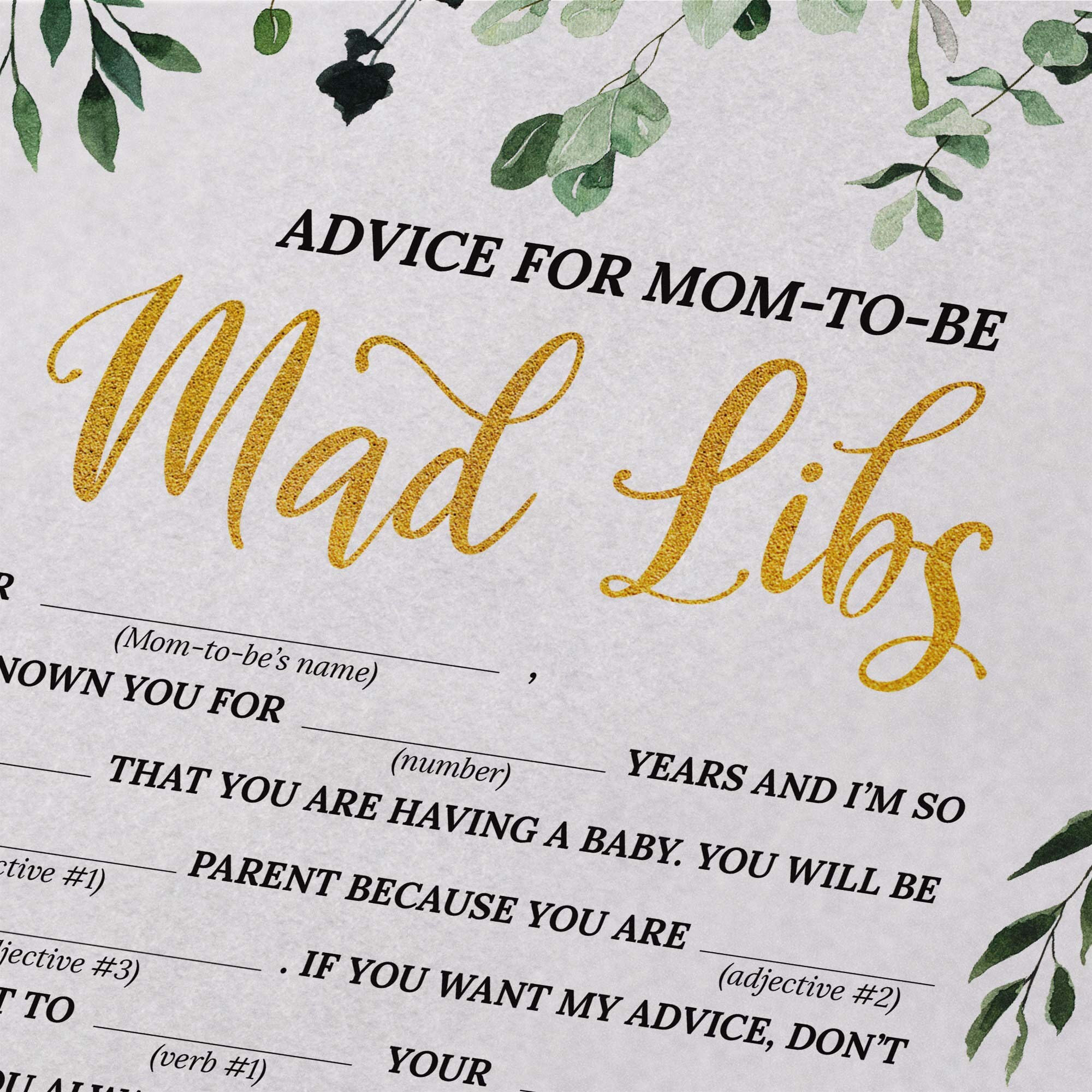 Baby Mad Libs Greenery Baby Shower Games Oh Baby Mad Libs | Etsy