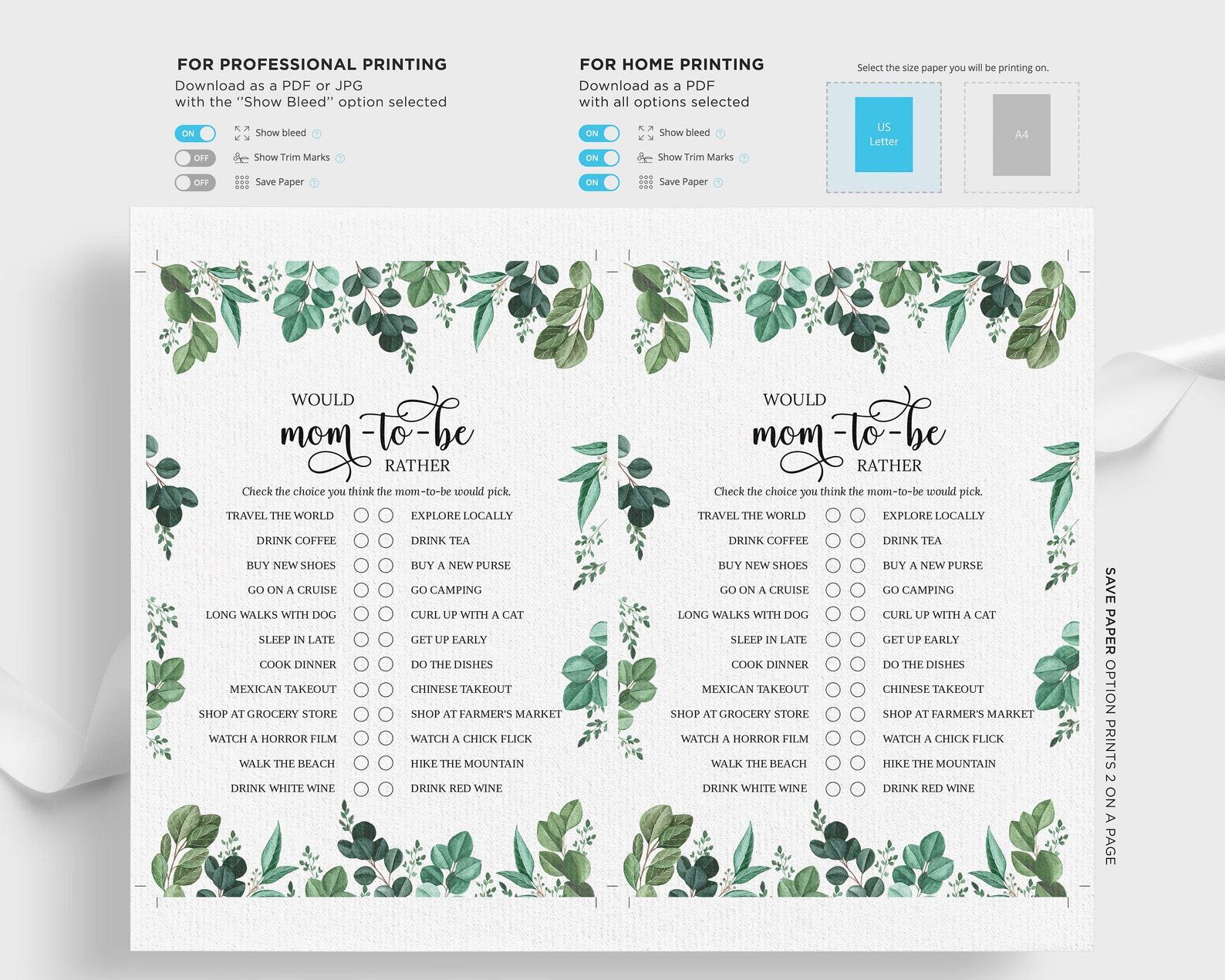 15 Editable Greenery Baby Shower Games Greenery 2 Green | Etsy