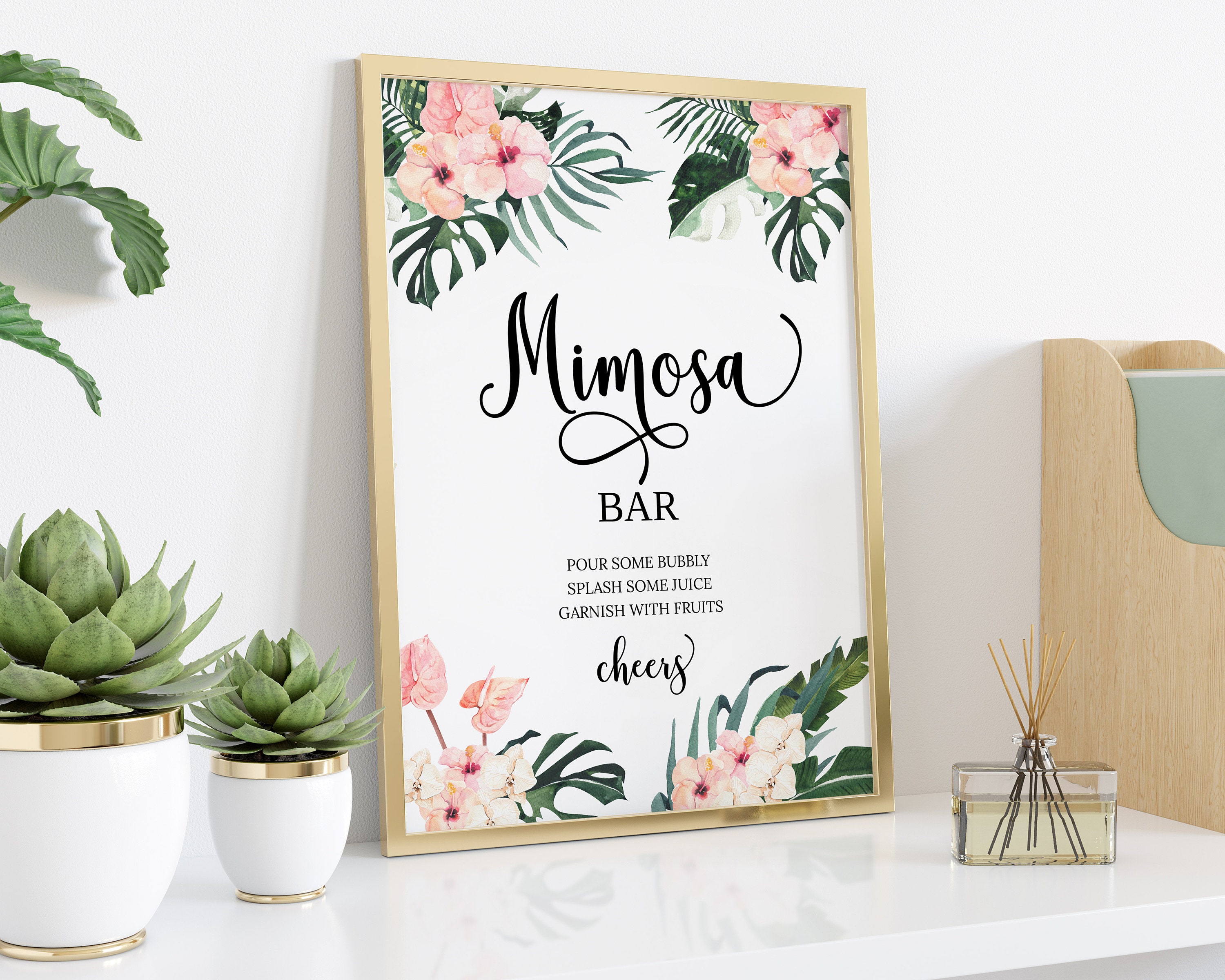 Editable Tropical Table Sign Hawaiian Tropical Bridal | Etsy