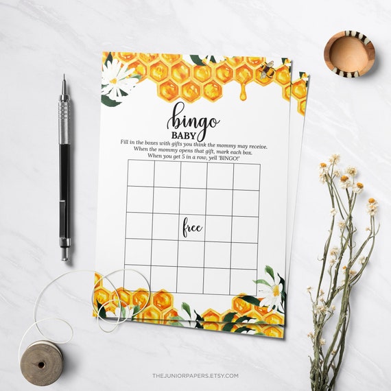 Baby Bingo Baby Shower Game Honey Bee Bumblebee Winnie | Etsy