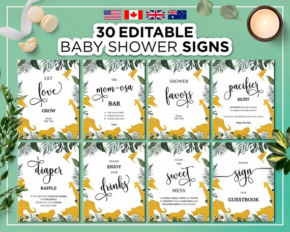 30 Editable Baby Shower Signs Baby Shower Table Signs Golden | Etsy