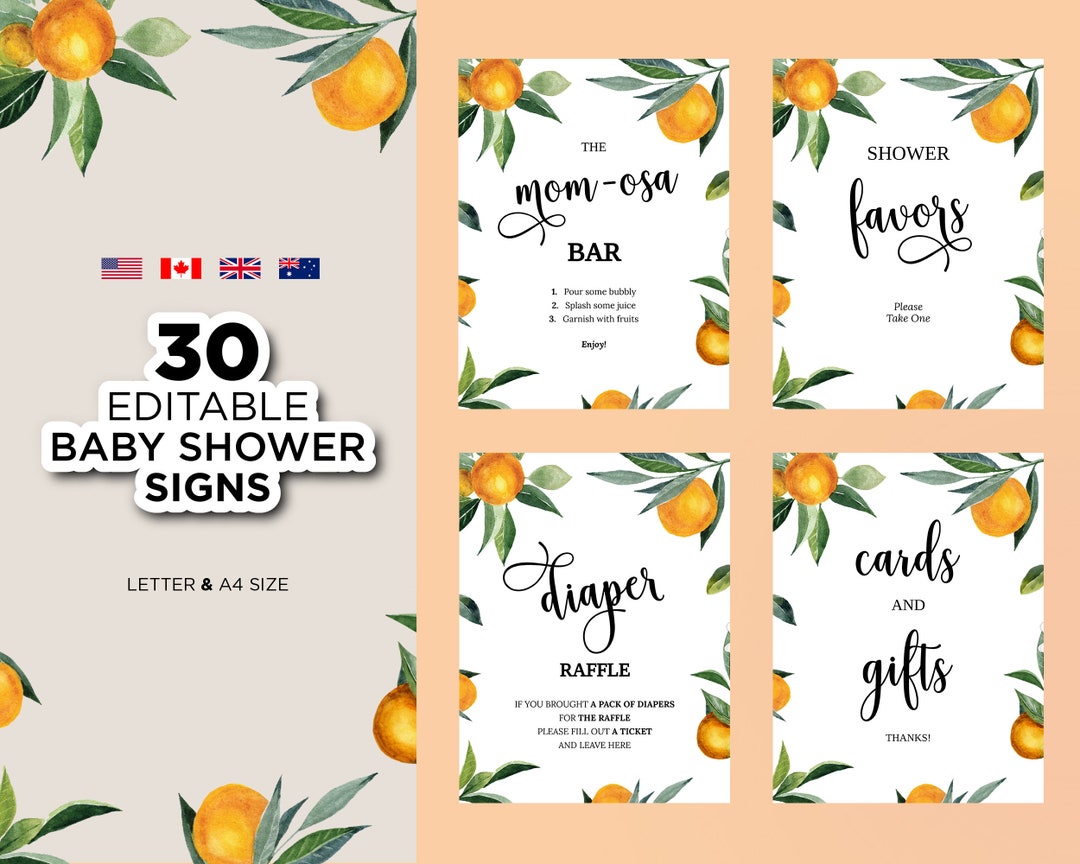 Cutie Editable Baby Shower Signs, Printable Little Cutie Shower Table ...