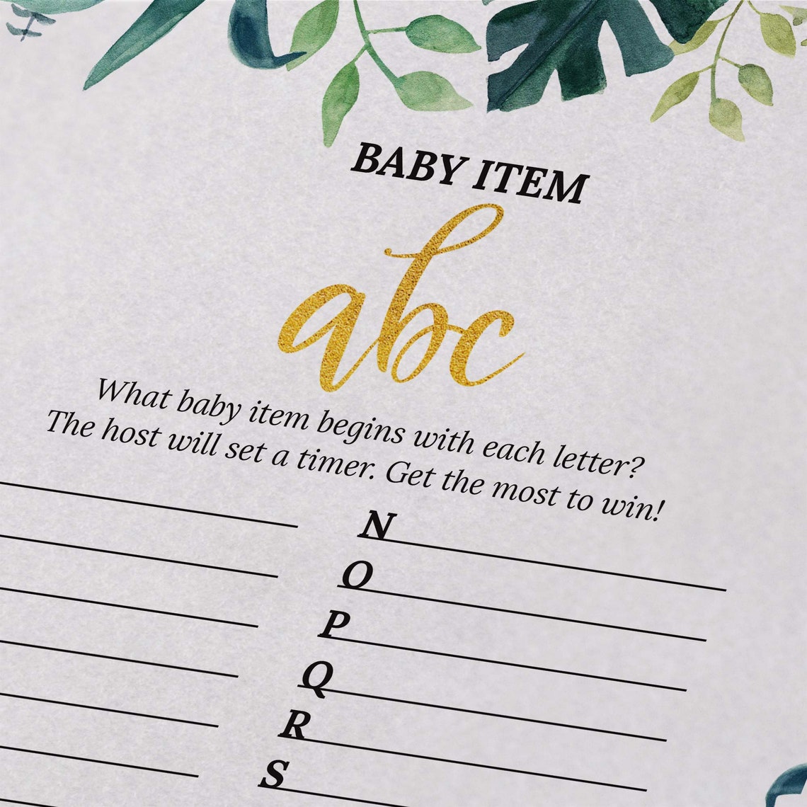 Baby Items ABC Baby Shower Game Safari Animals Tropical - Etsy