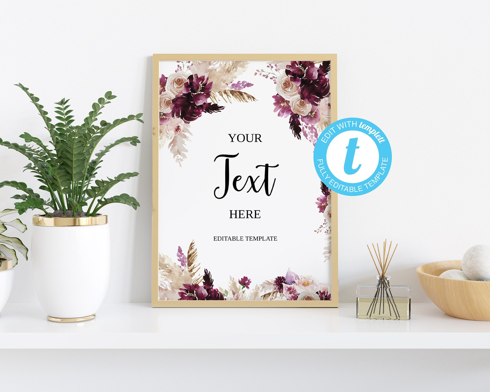 Editable Bohemian Bridal Shower Table Sign Boho Bohemian - Etsy