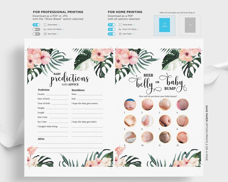 Editable Tropical Baby Shower Games Printable Baby Shower - Etsy
