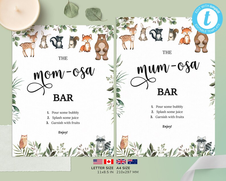 Woodland Baby Shower, Printable Forest Animals Baby Shower Package ...