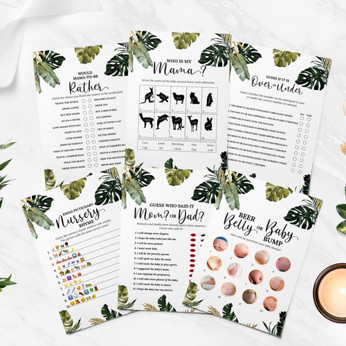 45 Tropical Baby Shower Games Tropical Green Tropical Theme - Etsy