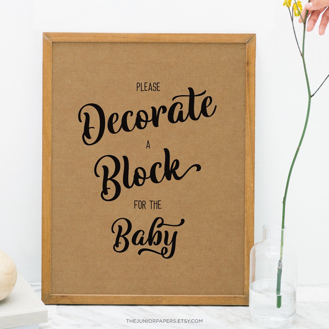 Decorate A Block Baby Shower Sign Rustic Kraft Printable - Etsy