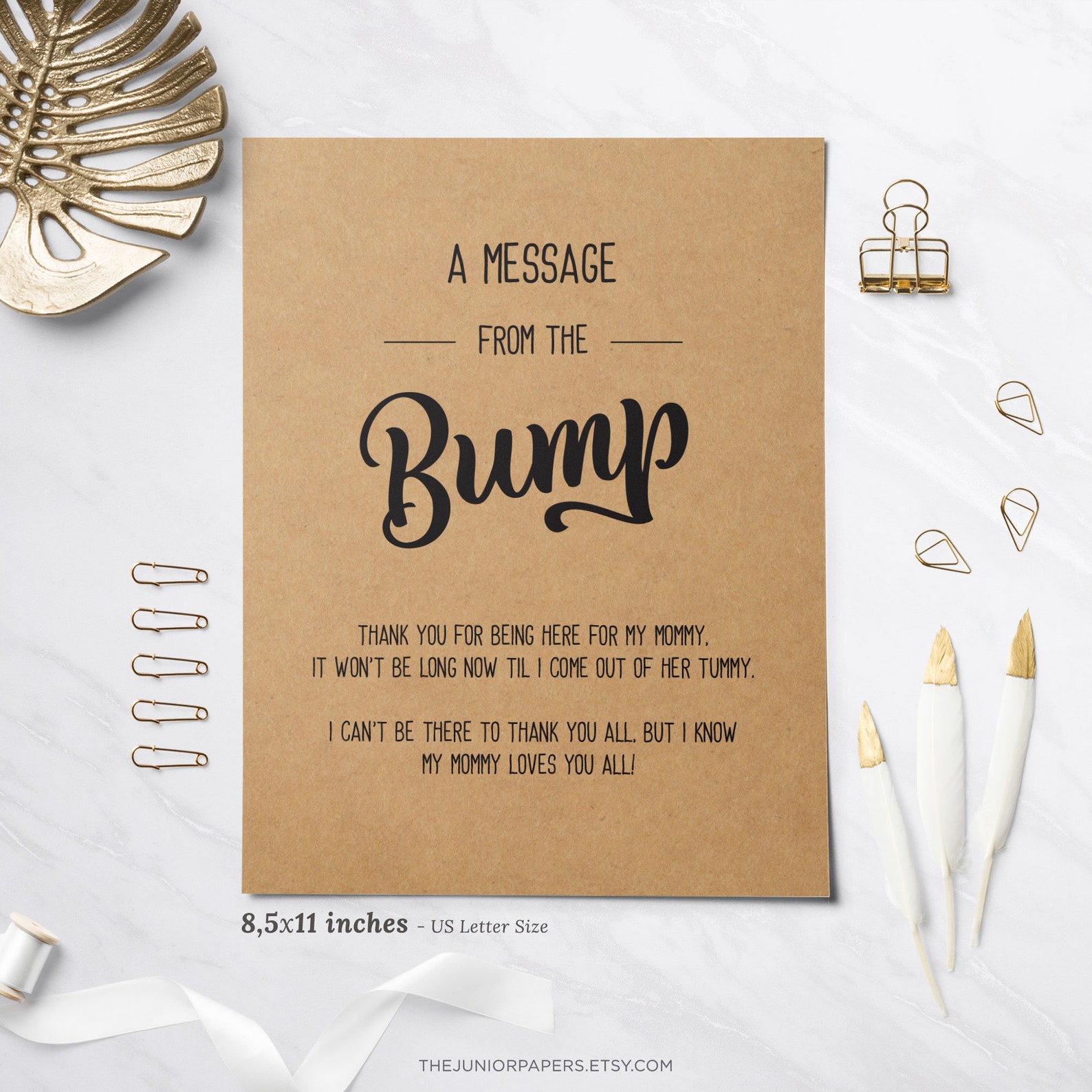 Message From the Bump Baby Shower Sign Rustic Kraft - Etsy