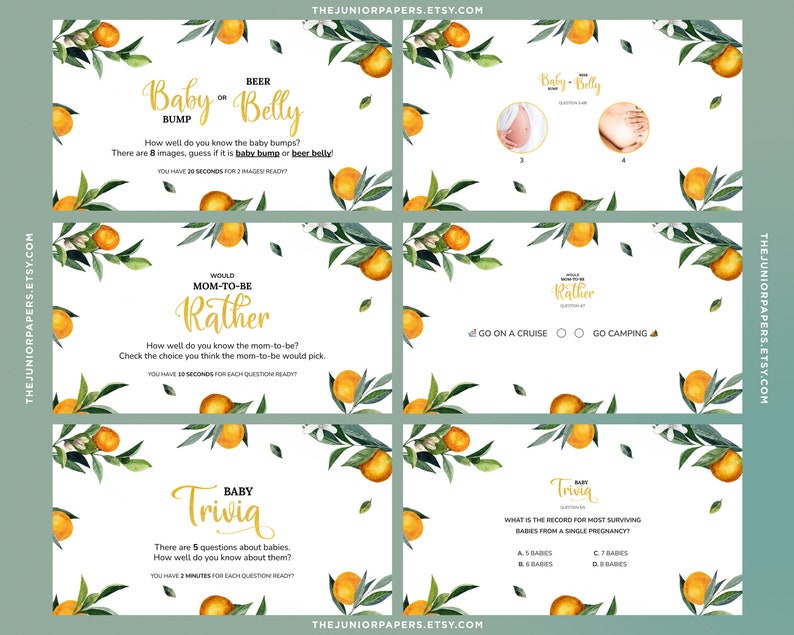 Editable Virtual Baby Shower Games Powerpoint Baby Shower | Etsy