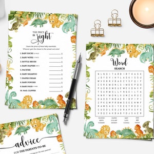 Dinosaur Baby Shower Games, Baby Dinosaur Shower Game Bundle ...