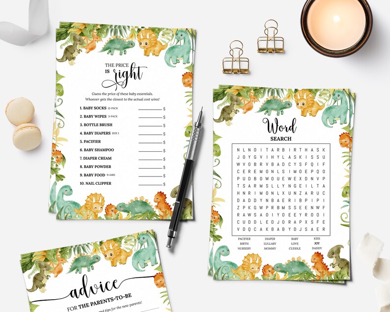 Dinosaur Baby Shower Games Baby Dinosaur Shower Game Bundle - Etsy