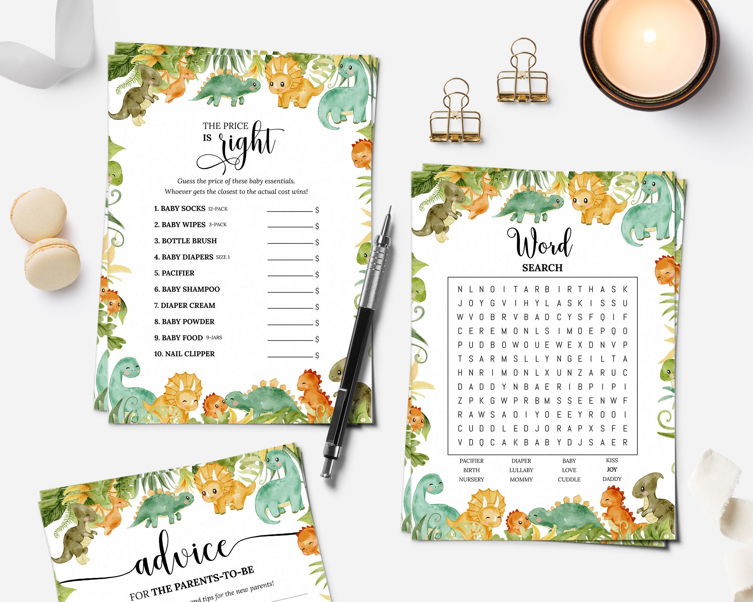 Dinosaur Baby Shower Games Baby Dinosaur Shower Game Bundle - Etsy