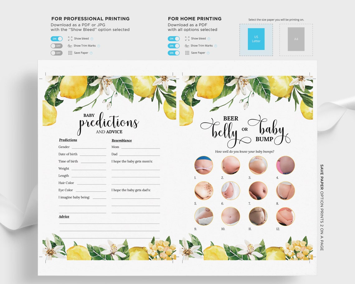 Editable Lemon Baby Shower Games Baby Shower Game Bundle | Etsy