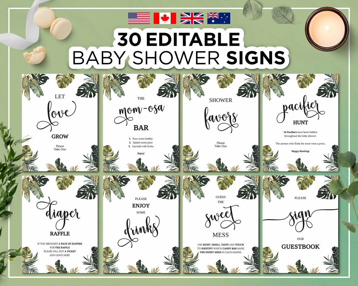 30 Editable Baby Shower Signs Baby Shower Table Sign | Etsy