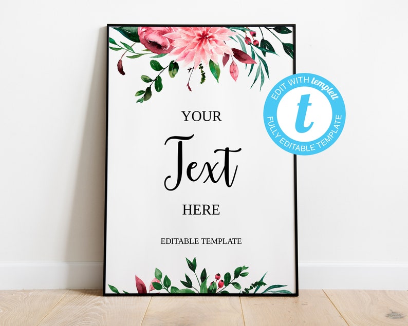 Editable Boho Blush Table Sign Boho Blush Bridal Shower Sign | Etsy