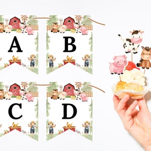 Farm Animals Baby Shower Decor, Farm Animal Baby Shower Pennant, Farm ...